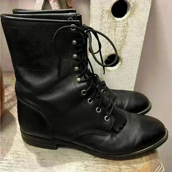 Justin Boots | Shoes | Justin Mens Black Roper Grannys Vintage Lace Up ...